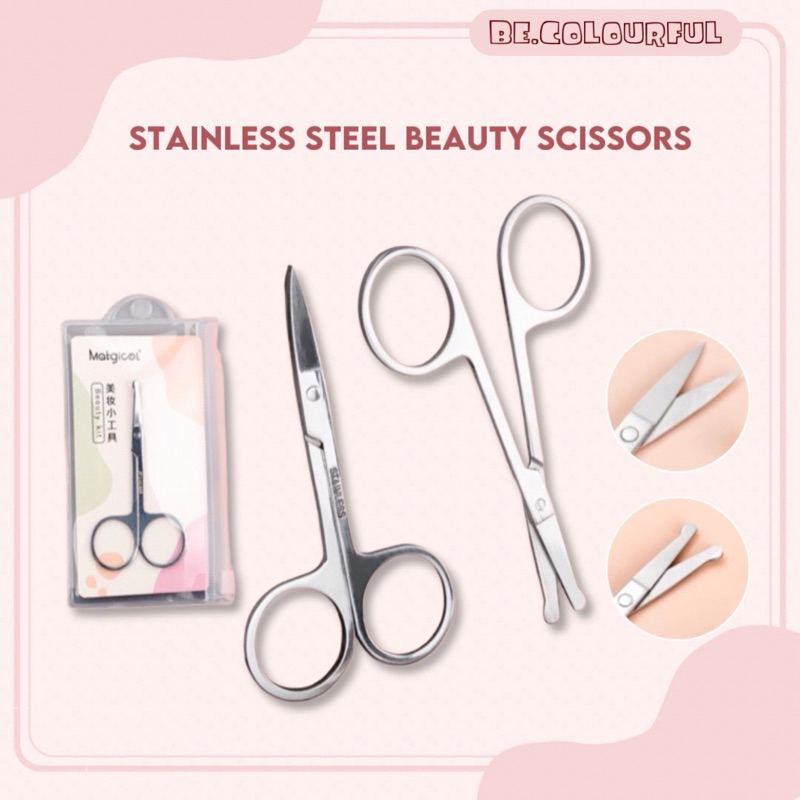 🇲🇾Stainless steel beauty scissors beauty tools round nose hair trimmers ...