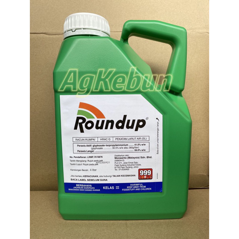 4L ROUND UP 41% Glyphosate Weed Killer RACUN Rumput RUMPAI | Shopee ...
