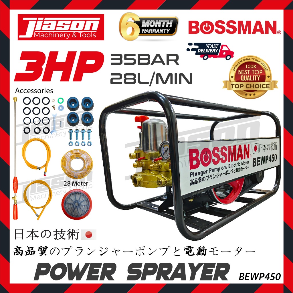 [100% ORIGINAL] BOSSMAN BEWP450 3HP Electric Motor Power Sprayer ...