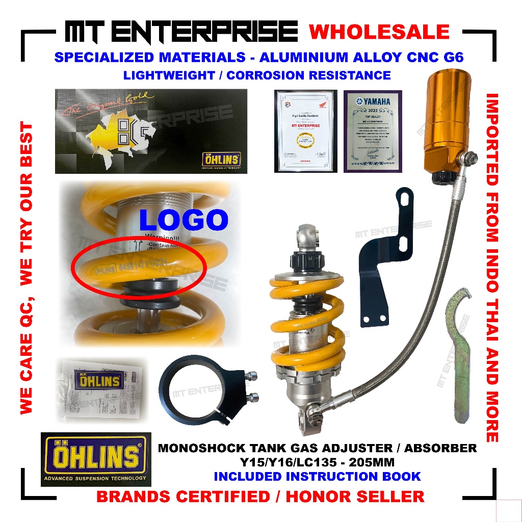FREE ENGINE OIL - OHLINS ORI MONOSHOCK TANK GAS ABSORBER / ADJUSTABLE ...
