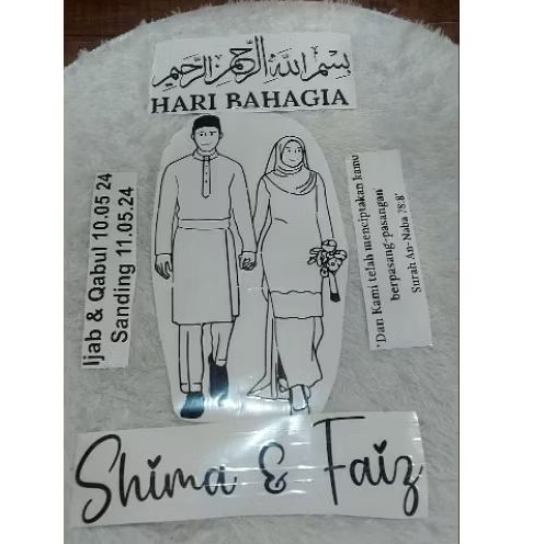 CUSTOM STICKER CERMIN ( STICKER SAHAJA ) UNTUK AQIQAH/WEDDING ...