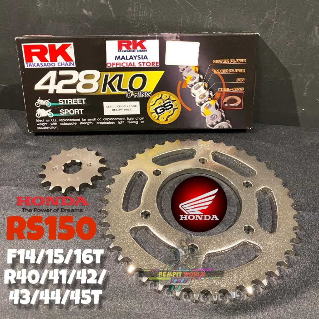 RKM SPOKET SET HONDA RS150 V1 V2 F14-16T R40-45T Rantai RK 428 KLO O ...
