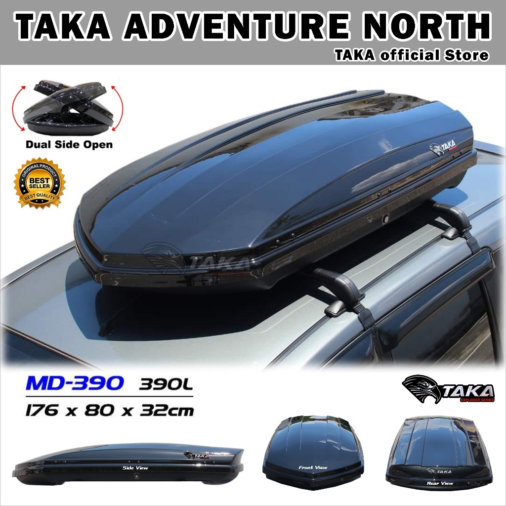 TAKA MD-390 Car Roof Box [Explorer Series] [L Size] [Glossy Black ...