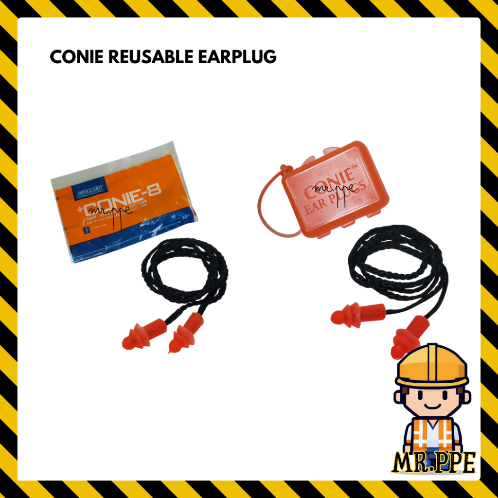 Proguard Safety Earplug 23dB Reusable Conie 6/8 (Regular Size With Cord ...