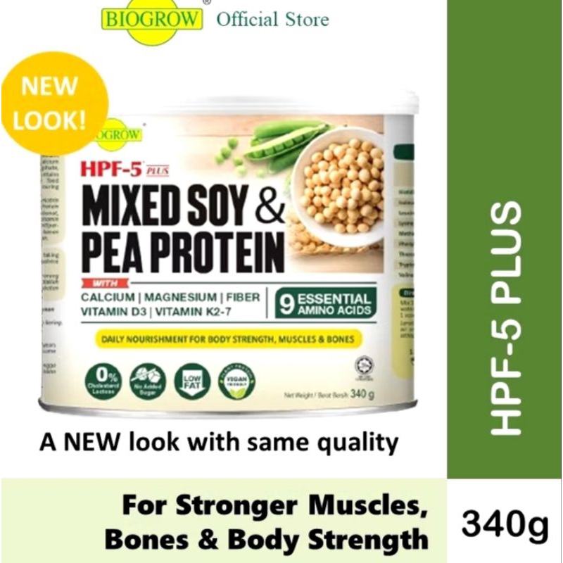 Biogrow HPF-5 Plus Mixed Soy & Pea Protein Vitamin K2-7 340g ( exp 7 ...