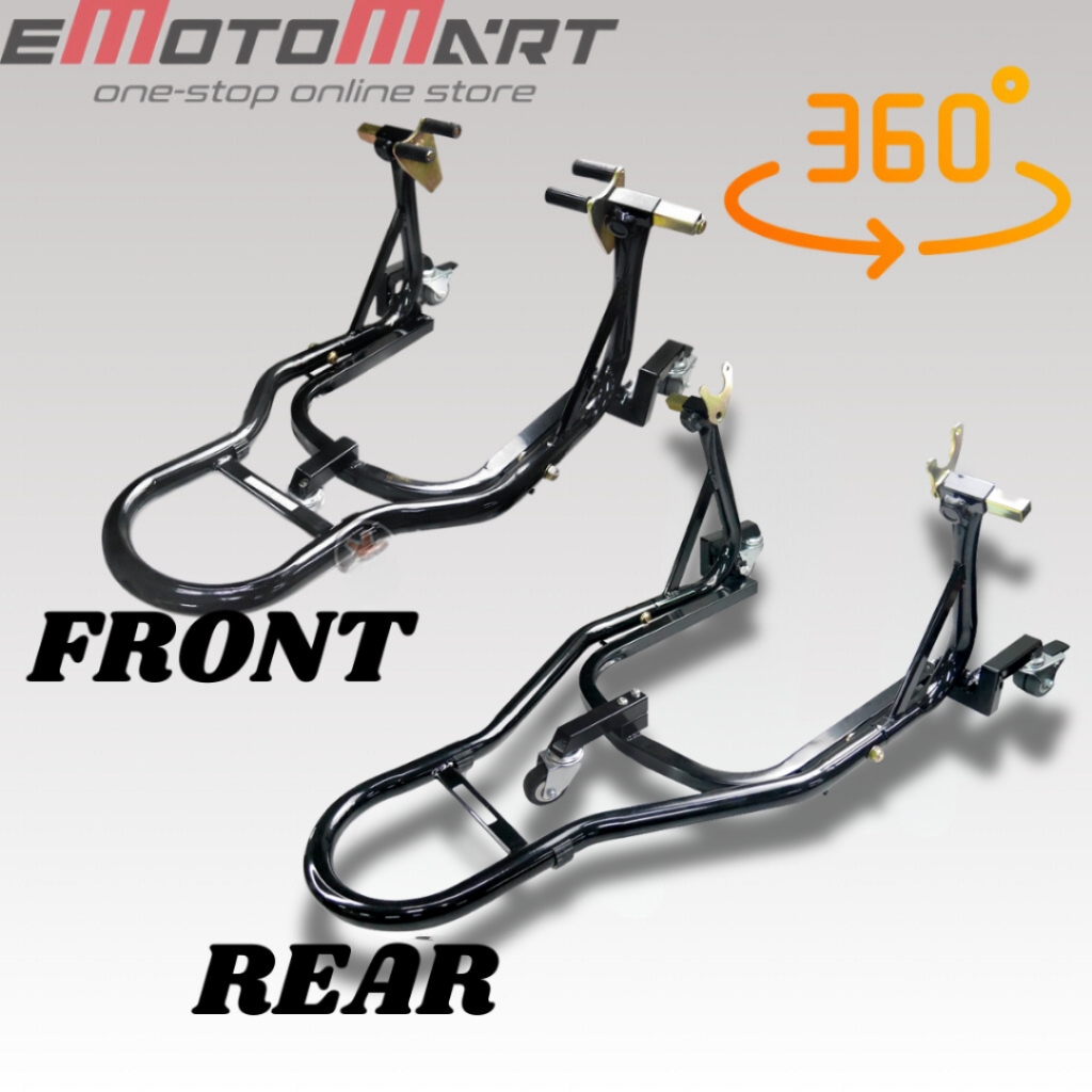 UNIVERSAL PADDOCK STAN 360 DEGREE TURN [ FRONT ] [ REAR ] PUSINGAN 360 ...