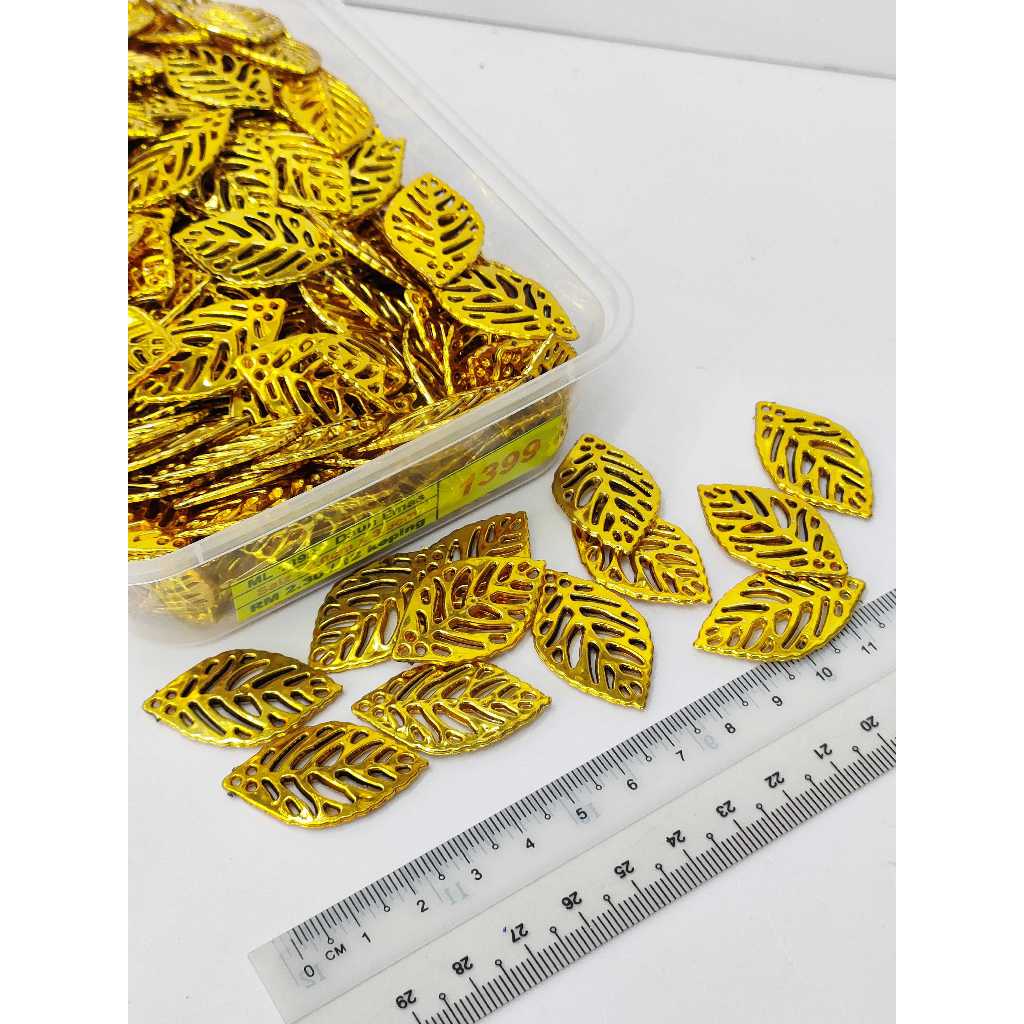 ( ML 1399 ) Daun emas 12 keping bercorak untuk DIY kraftangan bunga ...