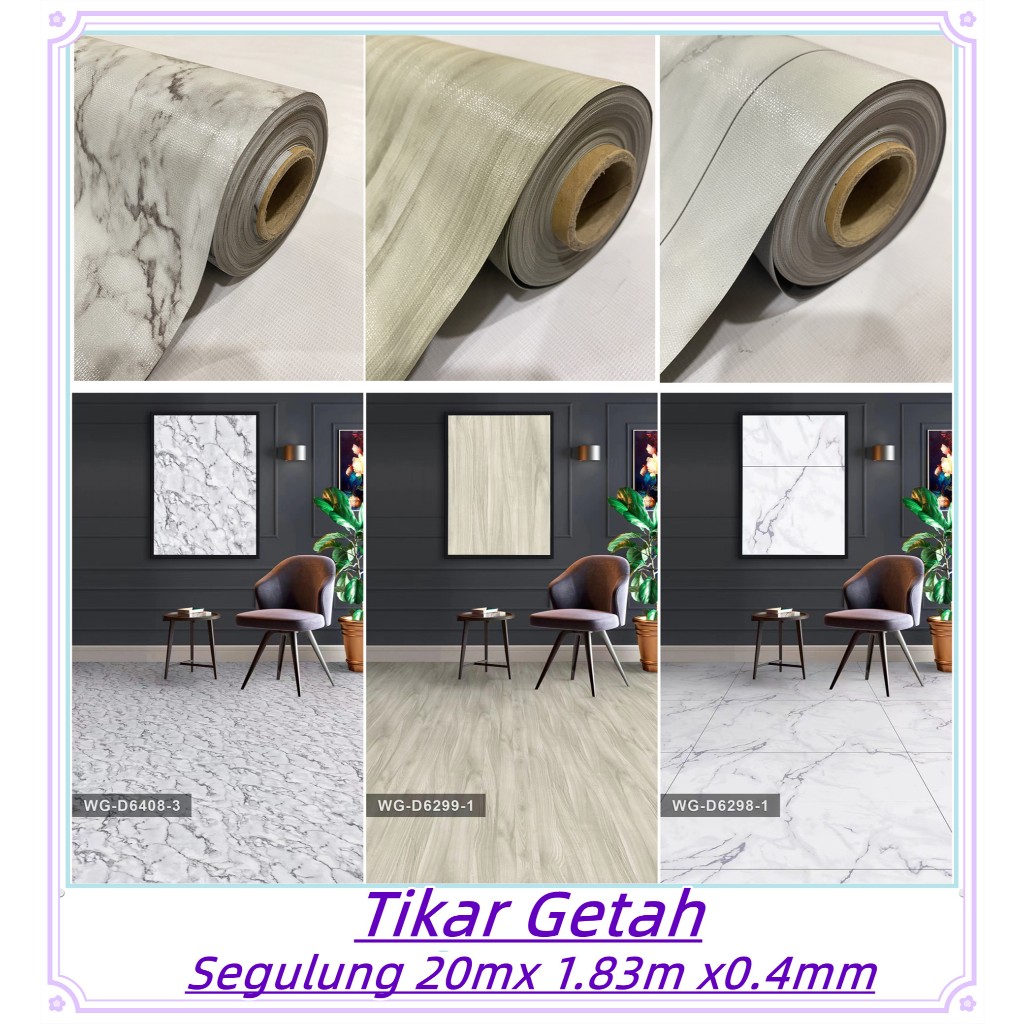 itop Baru Colak Tikar Getah 20m x 1.83m (6 kaki) Tebal 0.4mm Tebal PVC Vinyl Carpet Flooring Rug ...