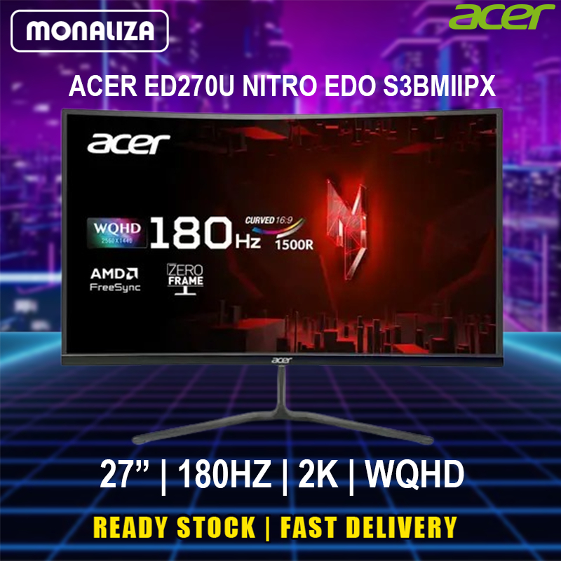 Acer Gaming Curved Monitor ED270U Nitro EDO S3BMIIPX 27" Inch 2K 180HZ ...