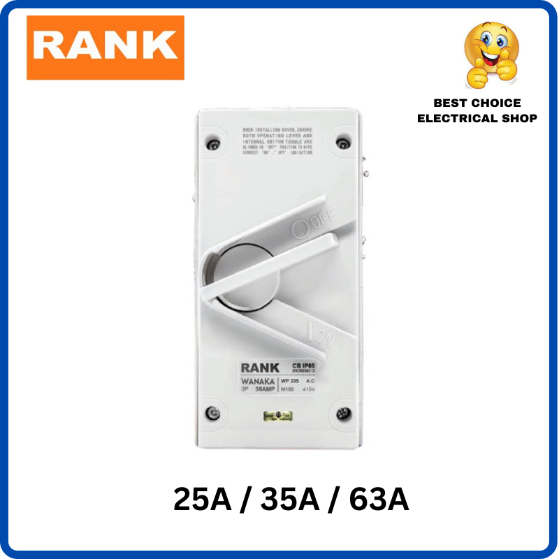 (SIRIM) Rank Wanaka 3P Isolator 20A 35A 63A IP65 Weatherproof Isolating ...