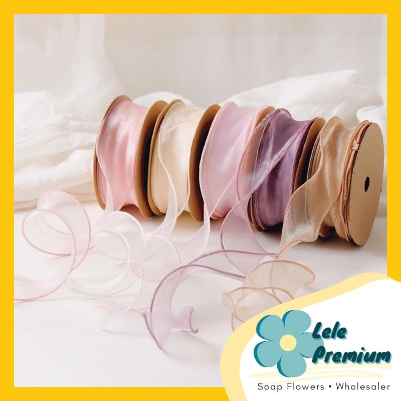 LELE (4cm x 10Yard) Riben Bunga Fish Tail Ribbon Bouquet Flower 鱼尾纱丝 有芯 ...