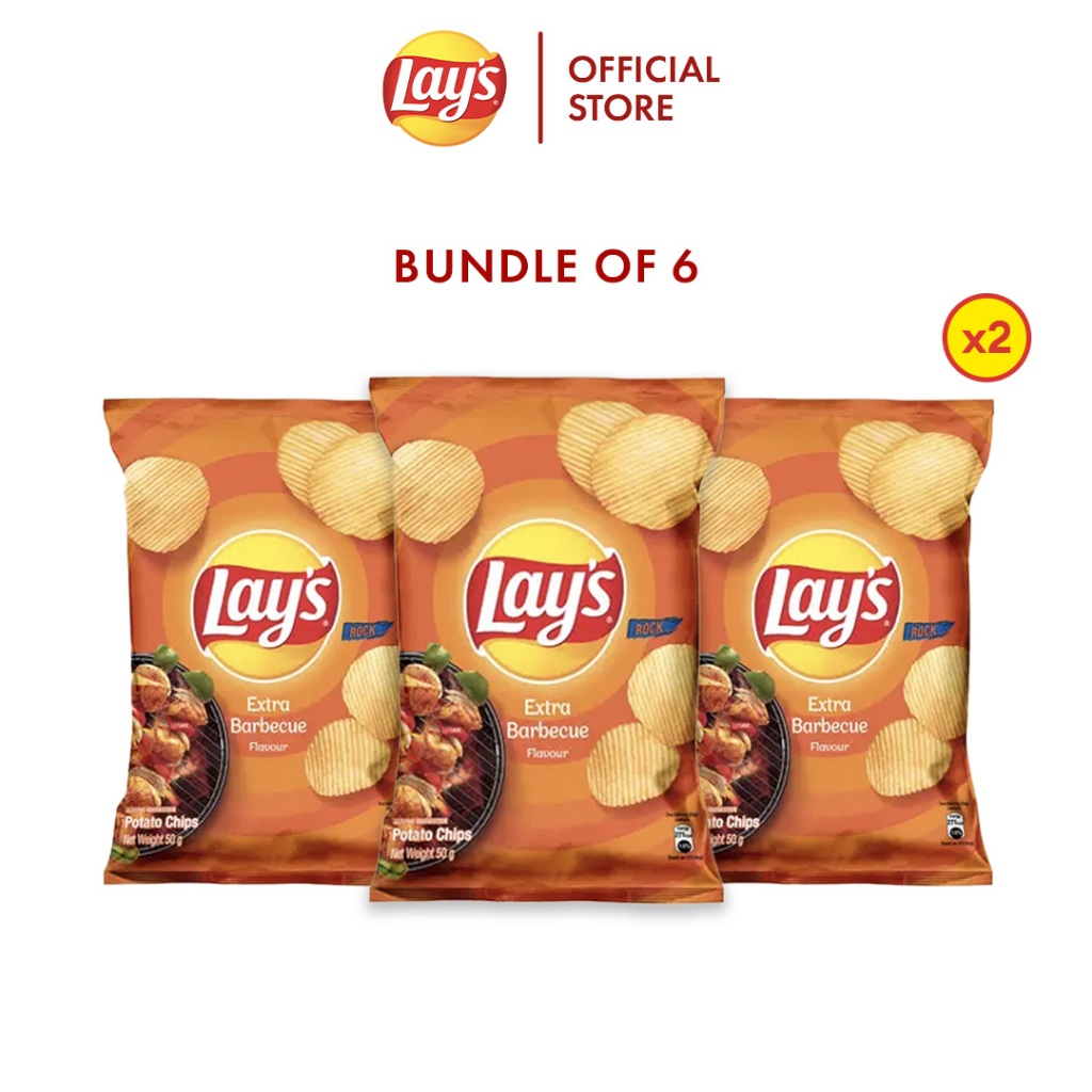 [Bundle of 6] Lay's Potato Chips Mid pack 50g / [Pek 6] Lay's Kerepek ...
