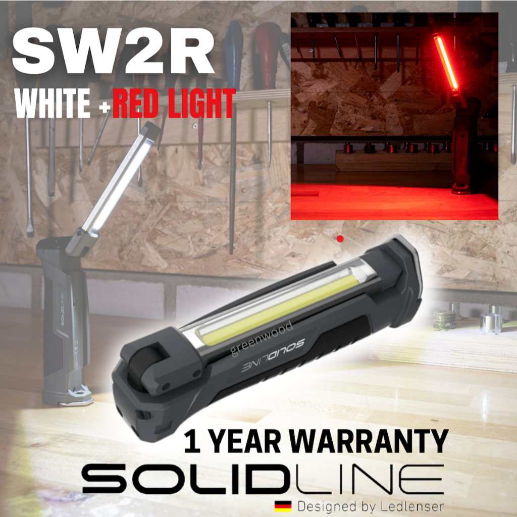 SOLIDLINE SW2R RECHARGEABLE Work Light - 550 Lumens [Rechargeable, White/Red Light, 180o ...