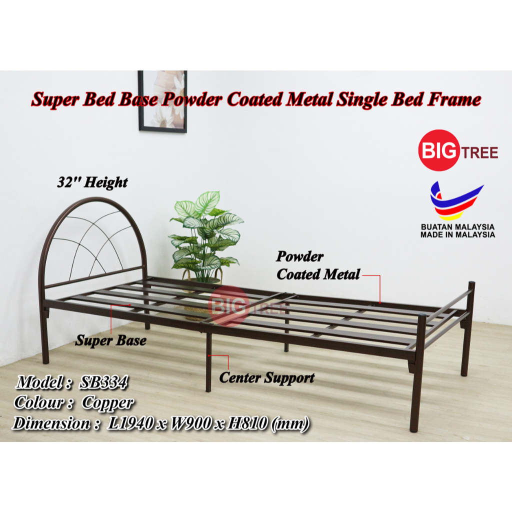 Big Tree Powder Coated Metal Single Bed Frame / Heavy Duty Metal Single ...