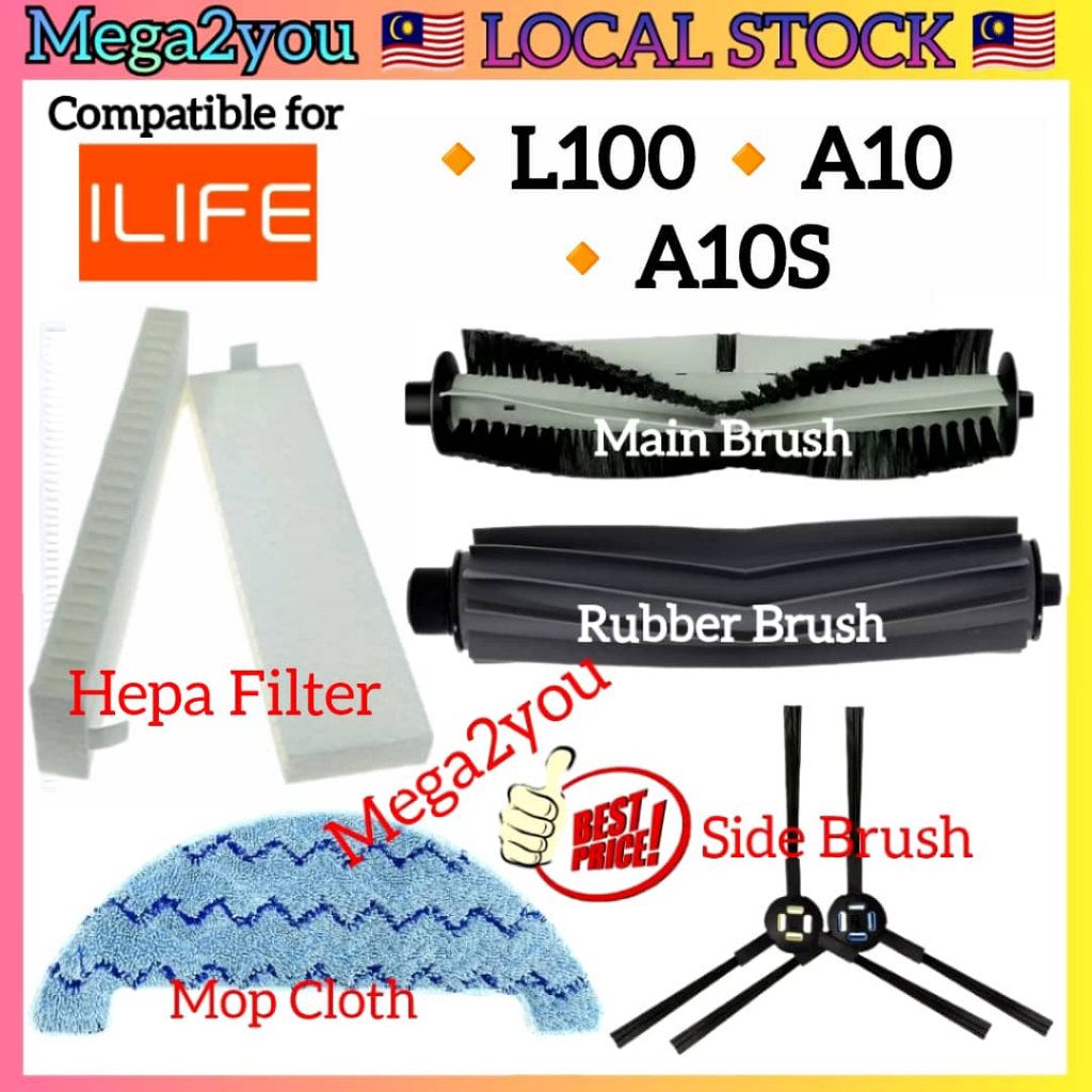 🇲🇾 Replacement for ILIFE L100 A10S A10 Robot Vacuum Accessories Rubber ...