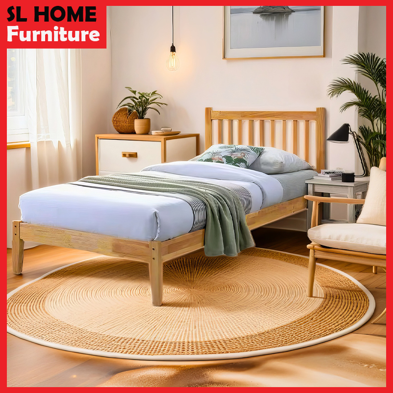 🚚 FREE SHIP SL Solid Wood Single Bed Frame / Single Bed / Katil Bujang ...