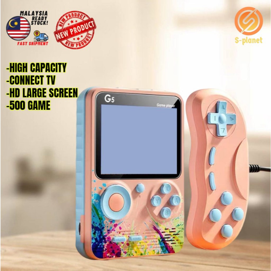 G5 HD Dual Screen Macaron Handheld Game Console Contra Mini Arcade 500 ...