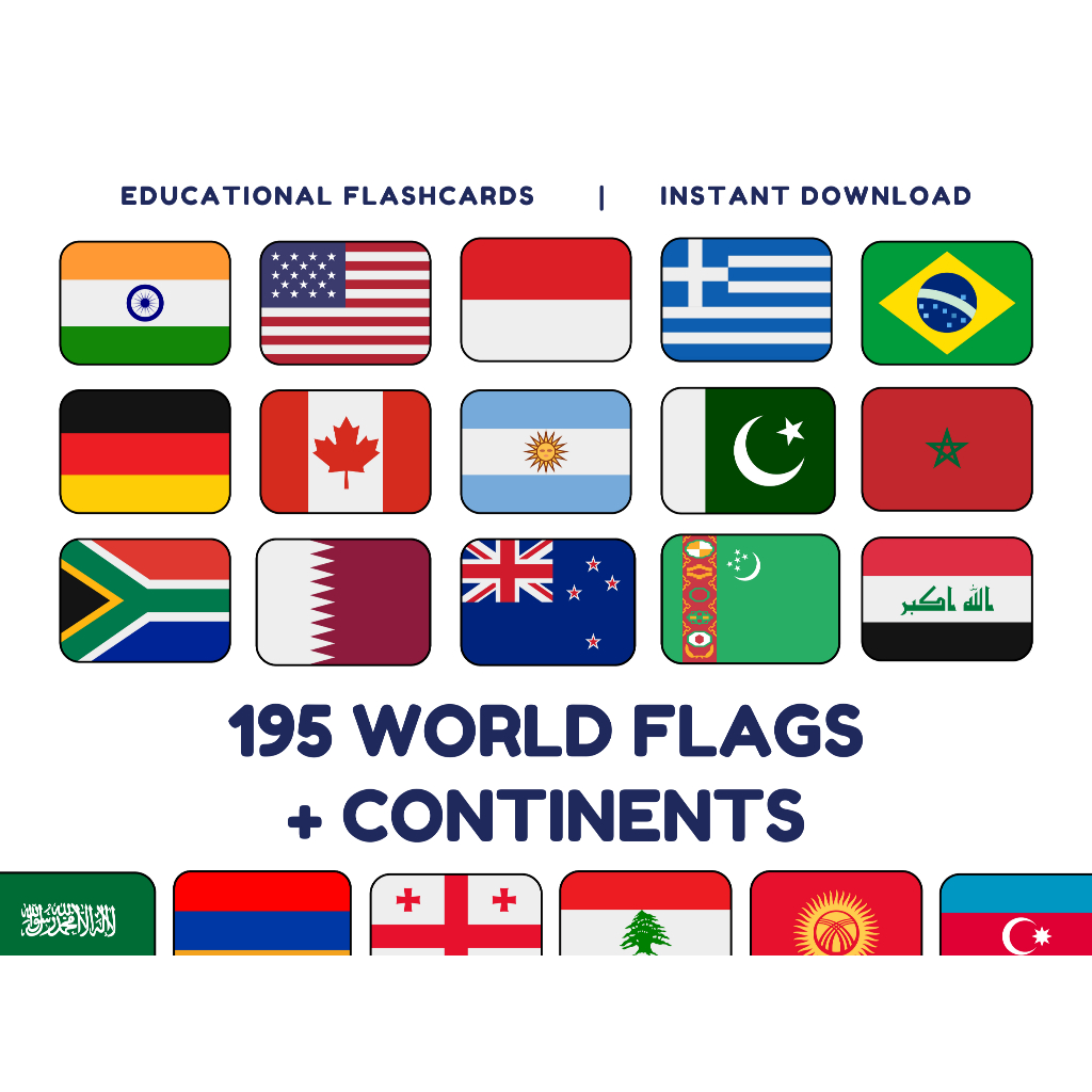 Soft Copy Printable World Flags Flashcards. Flashcard Country. Around ...