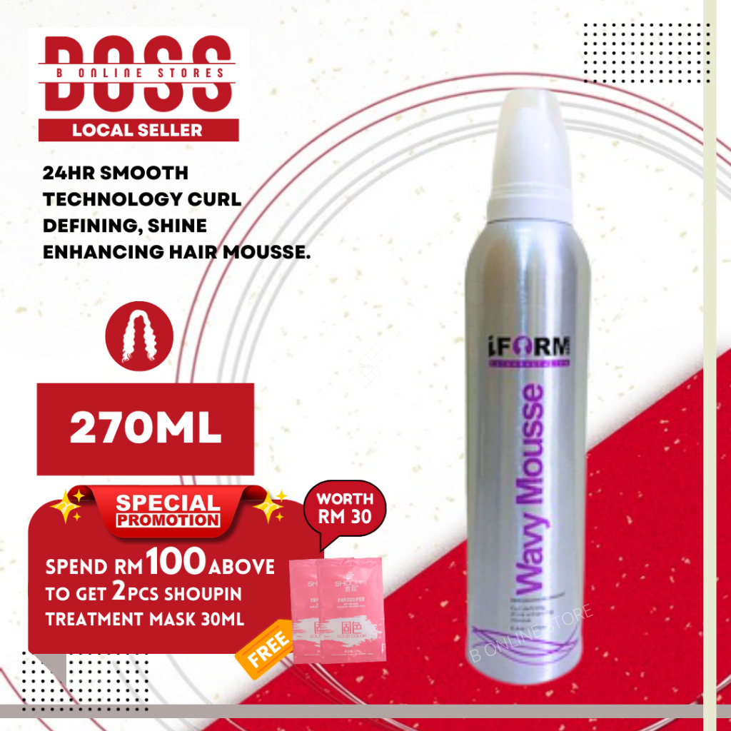 IFORM Wavy Mousse 270ml Hair Styling Foam Wax Hair Curls Mousse Moisturizes Hair Mousse | Shopee ...