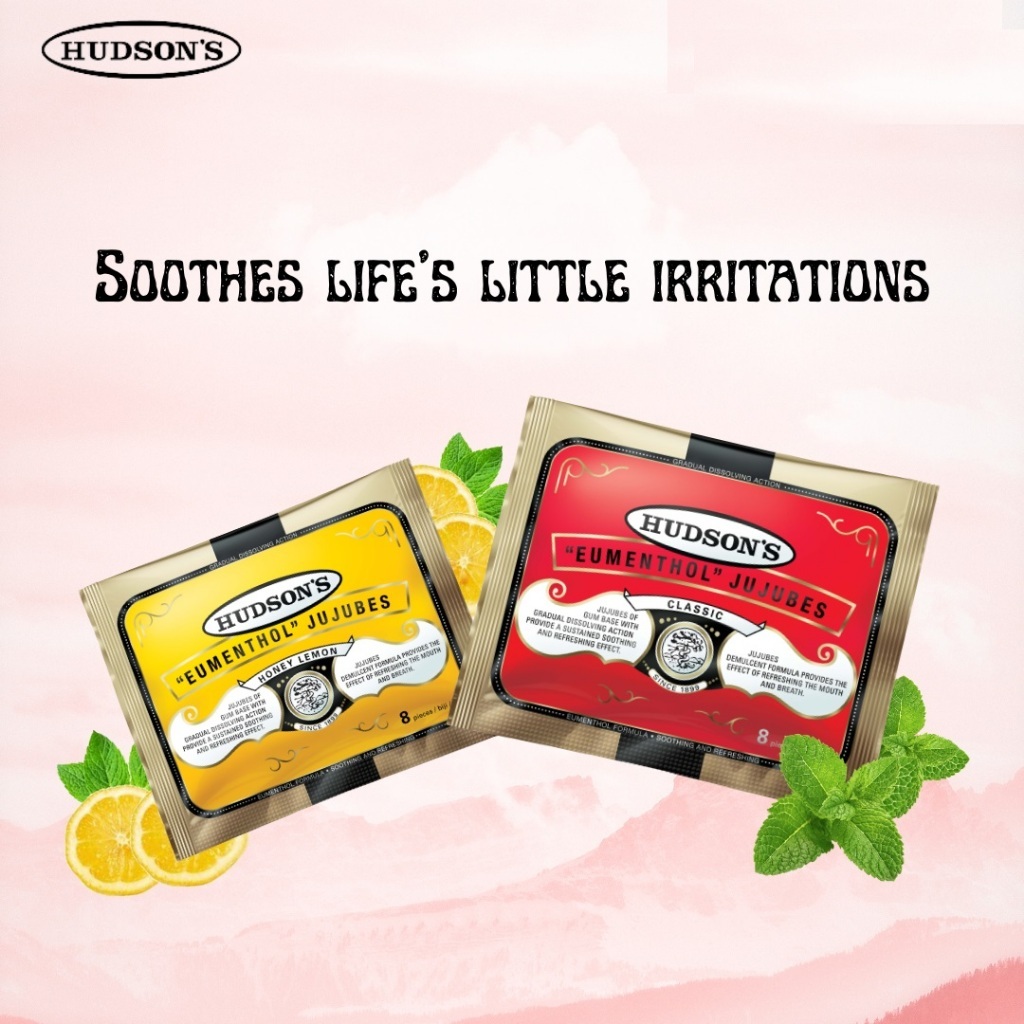 HUDSONS EUMENTHOL JUJUBES HONEY LEMON SACHET 8PCS / HUDSONS EUMENTHOL ...