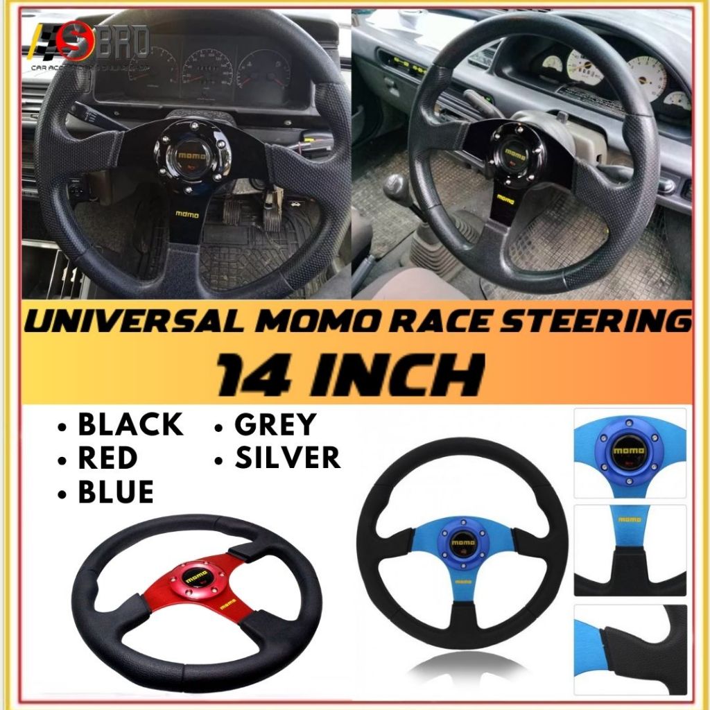 Universal Sport Racing Car Steering Wheel 14 Inch Red Blue Titanium Black Silver Momo Race ...