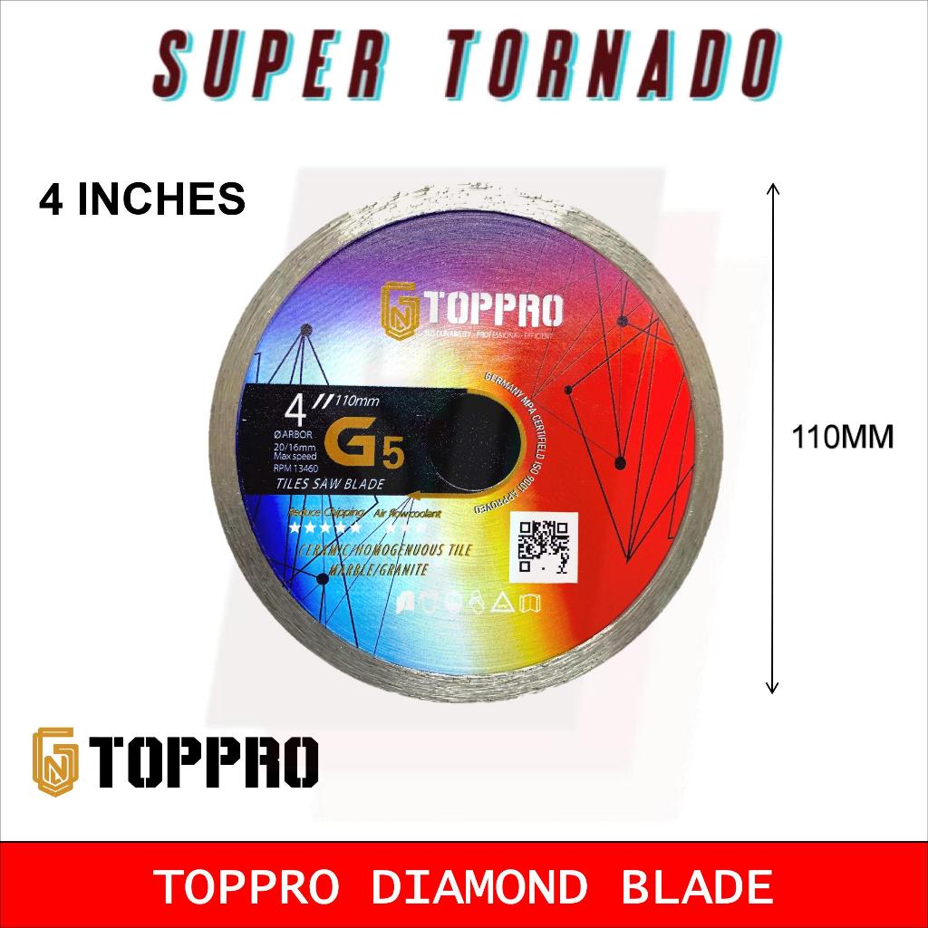 G5 Toppro Diamond Tiles Saw Blade 110mm 4" Diamond Cutting Disc Continuous Rim Marble Granite ...