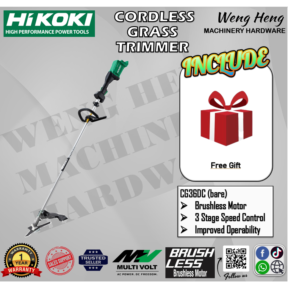 Hikoki 36v cordless brush cutter CG36DC (BRUSHLESS) | Shopee Malaysia