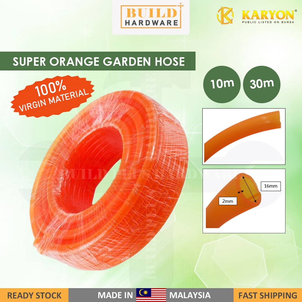 KARYON 10m/30m x 2mm Super Orange Hose, Rubber Hose Water, Getah Paip ...