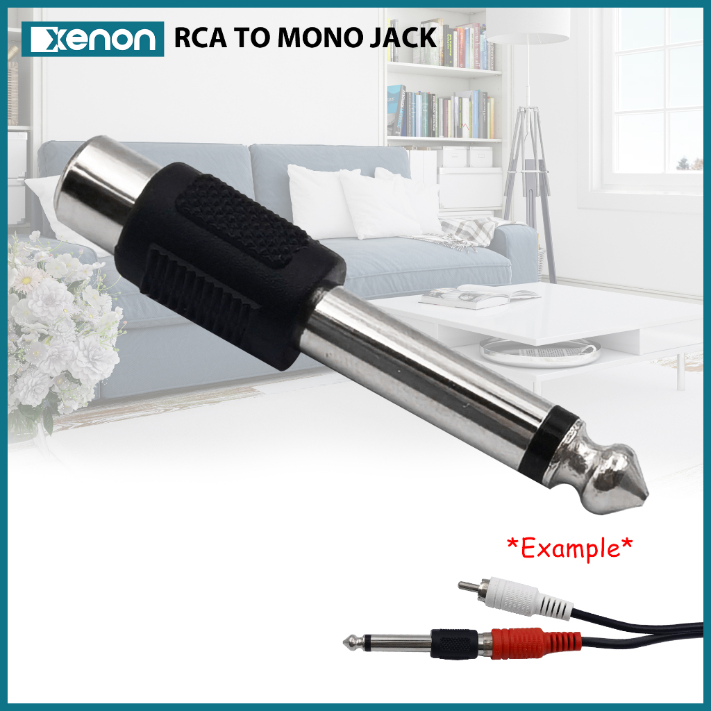 RCA To Mono Jack Converter 1/4" Mono Plug 6.35mm Male To RCA Female ...