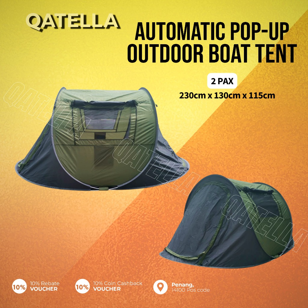 Qatella (Export to Korea Model) Pop Up Boat Tent 230*130*115cm (2 ...