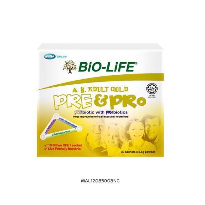 BIO-LIFE A.B. ADULT GOLD PRE&PRO PRE & PROBIOTICS SACHET 2.5G X 30S ...