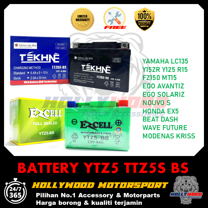 BATTERY YTZ5-BS EZCELL TEHKNE LC135 EGO AVANTIZ SOLARIZ FZ150 MT15 ...