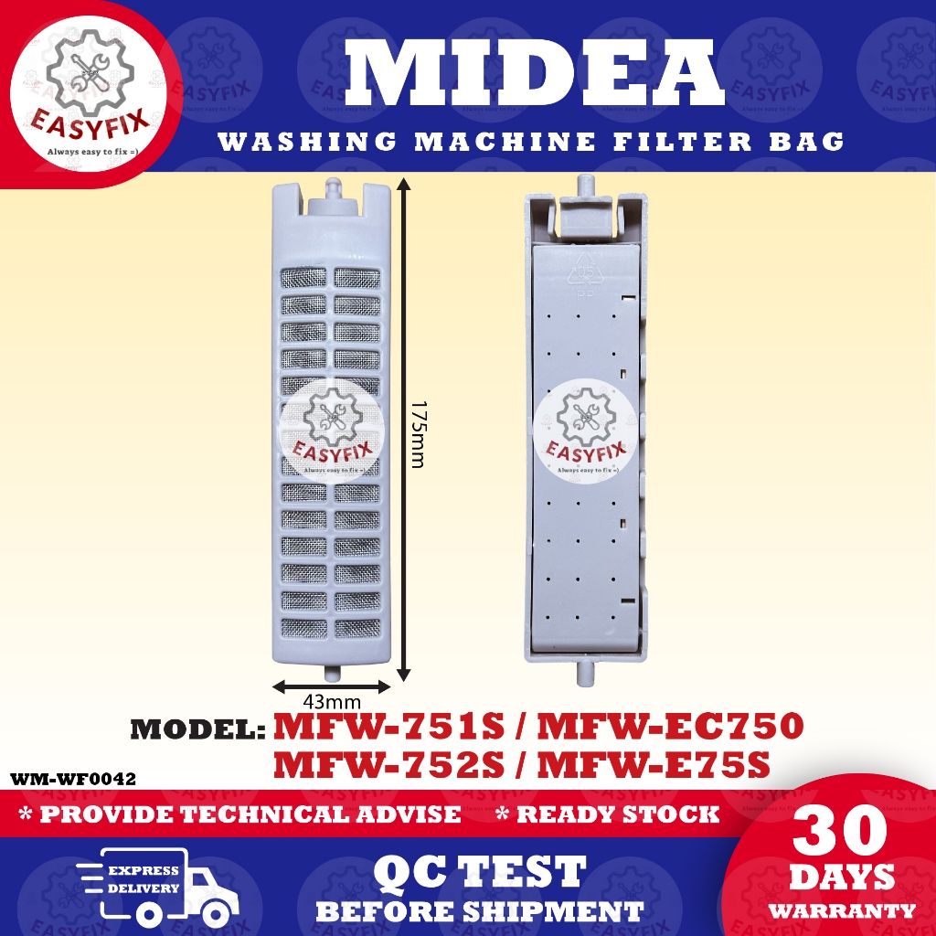 MFW-751S / MFW-EC750 / MFW-752S / MFW-E75S MIDEA WASHING MACHINE DUST FILTER PENAPIS MESIN BASUH ...
