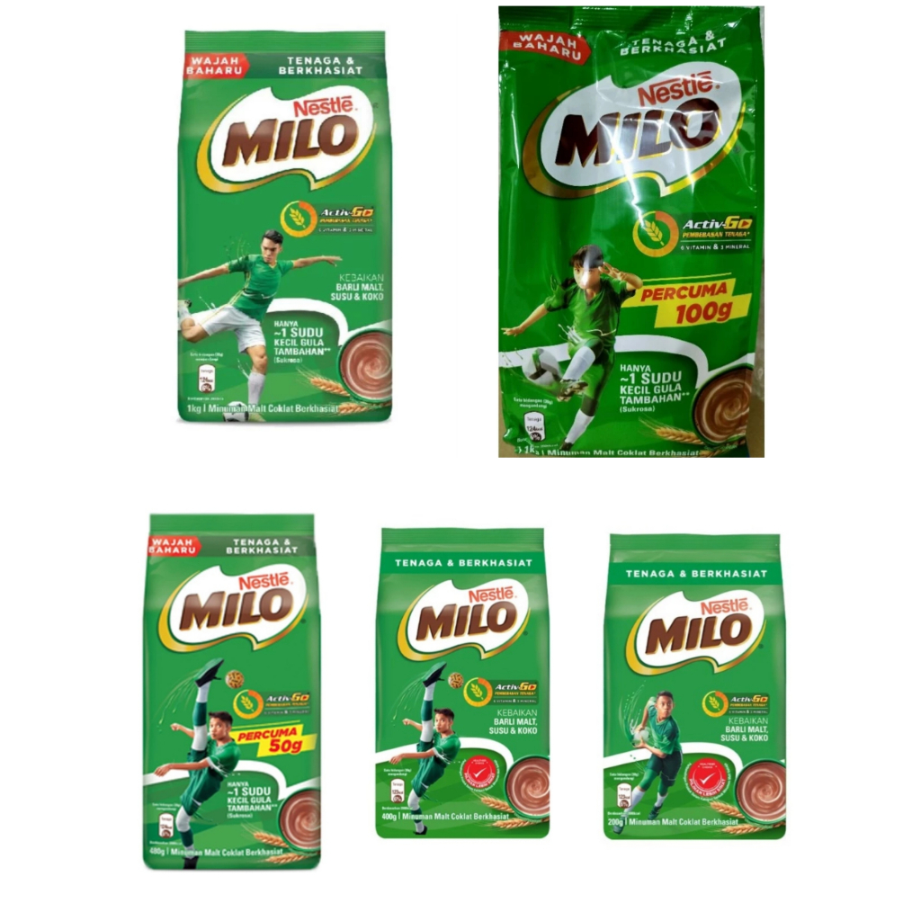 Nestle Milo Activ-Go Chocolate Malt Powder Softpack 200g / 400g / 450g / 1kg / 1.1kg | Shopee ...