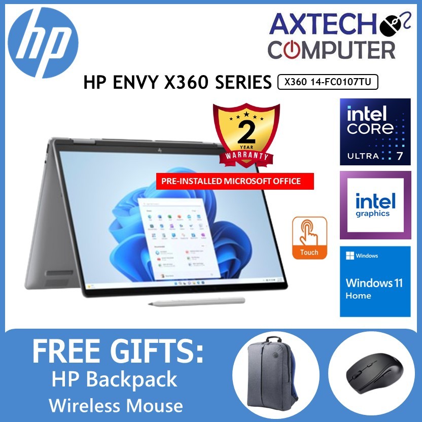 HP Envy X360 14-Fc0107TU 14'' 2.8K OLED Touch 2-In-1 Silver(CU7-155U ...