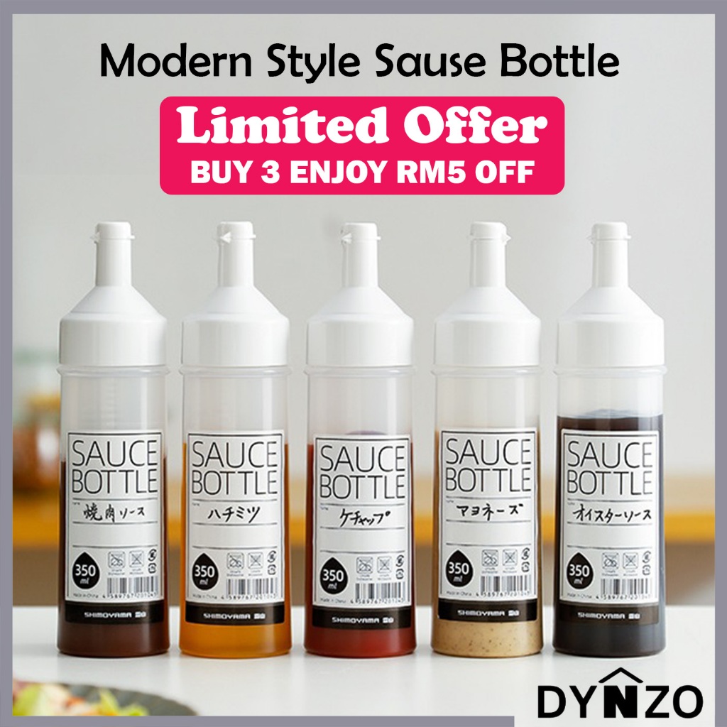 Dynzo 250ml 350ml 450ml Sauce Bottle / Squeeze Bottle / Easy Pour Sauce ...