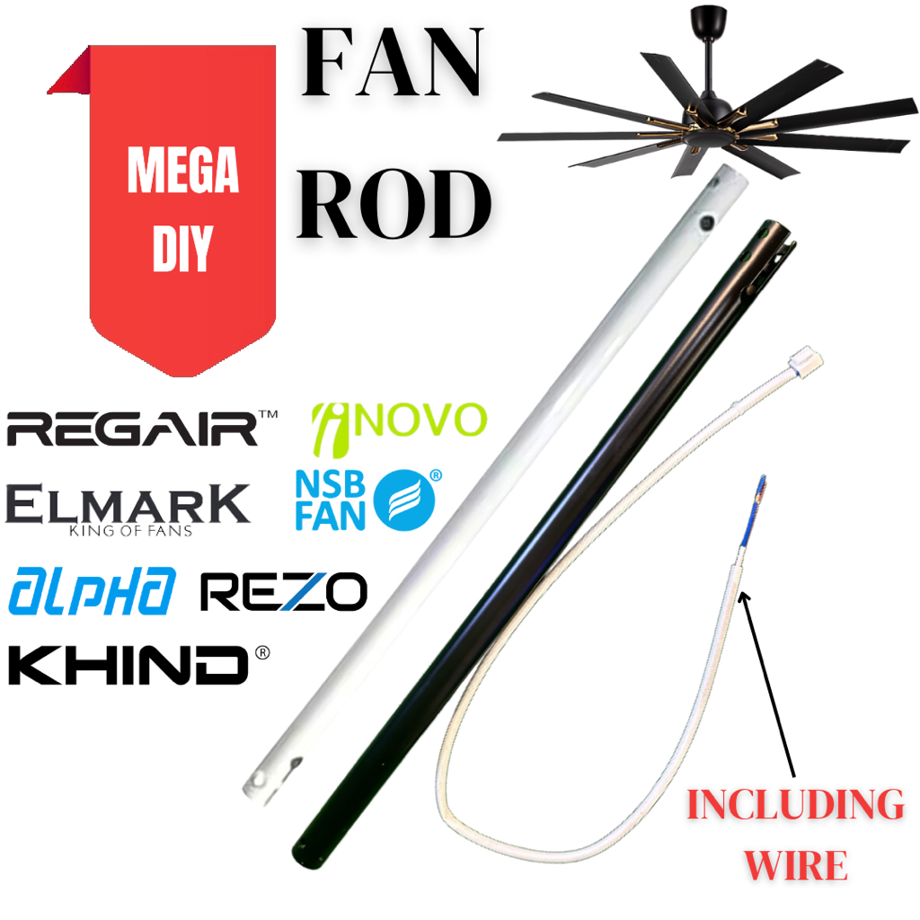 Fan Rod Regair Inovo Ceiling Fan Rod 18" 24" 30" 36" 42" 48" 60" 72 ...
