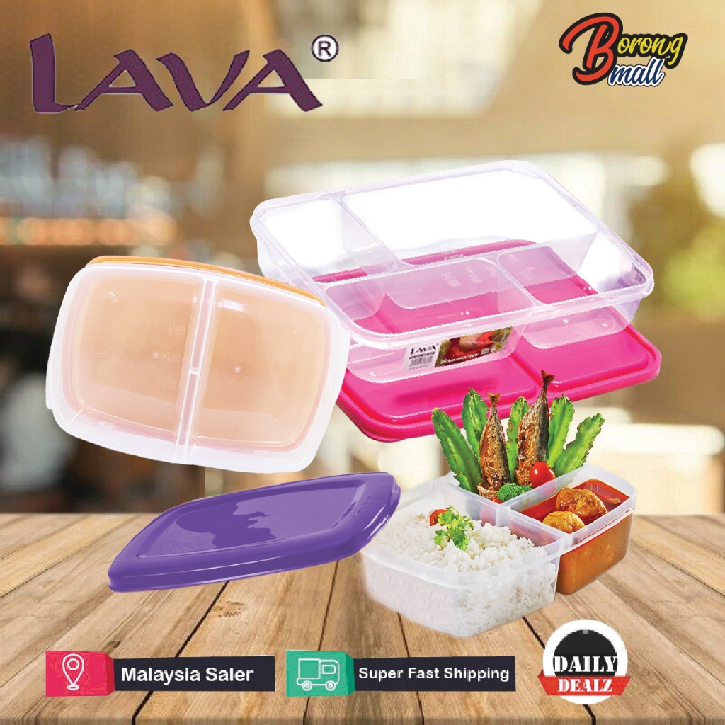 LAVA Lunch Box Food Container 2/3/4 Compartment Air Tight Food Storage ...