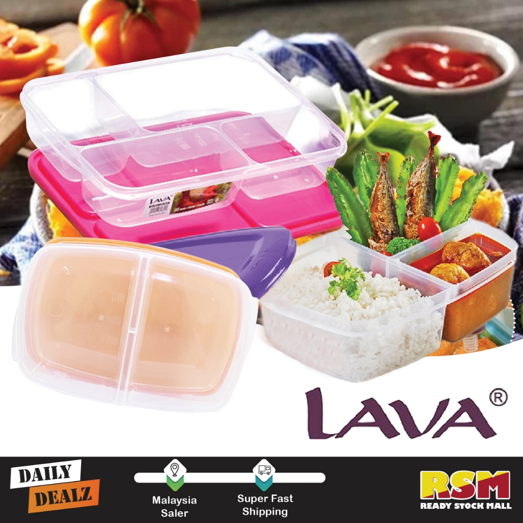LAVA Lunch Box Food Container 2/3/4 Compartment Air Tight Food Storage ...