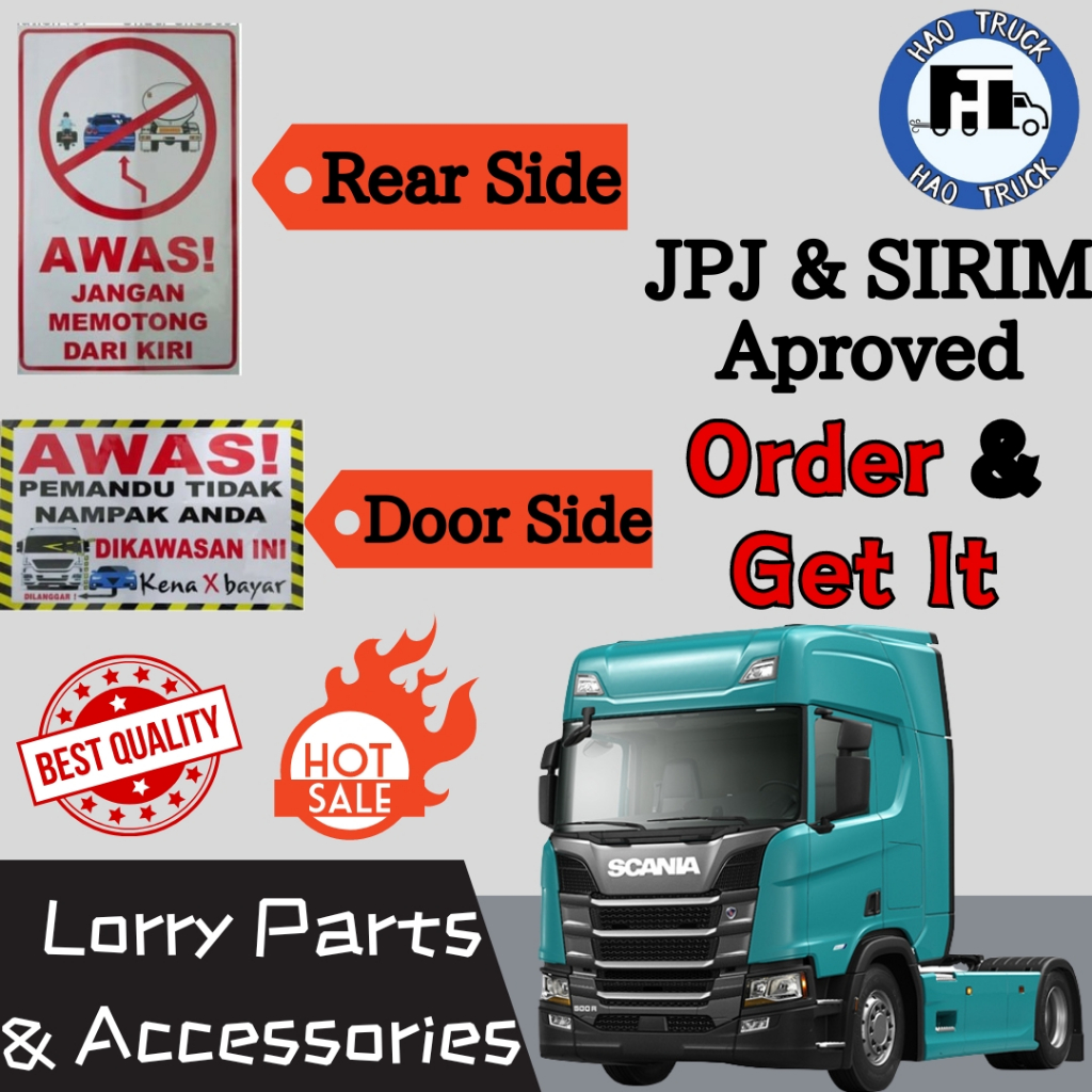 AWAS STICKER 'LORI/LORRY/TRUCK/BUS'/ , FOR SAFETY(AWAS CAUTION ...