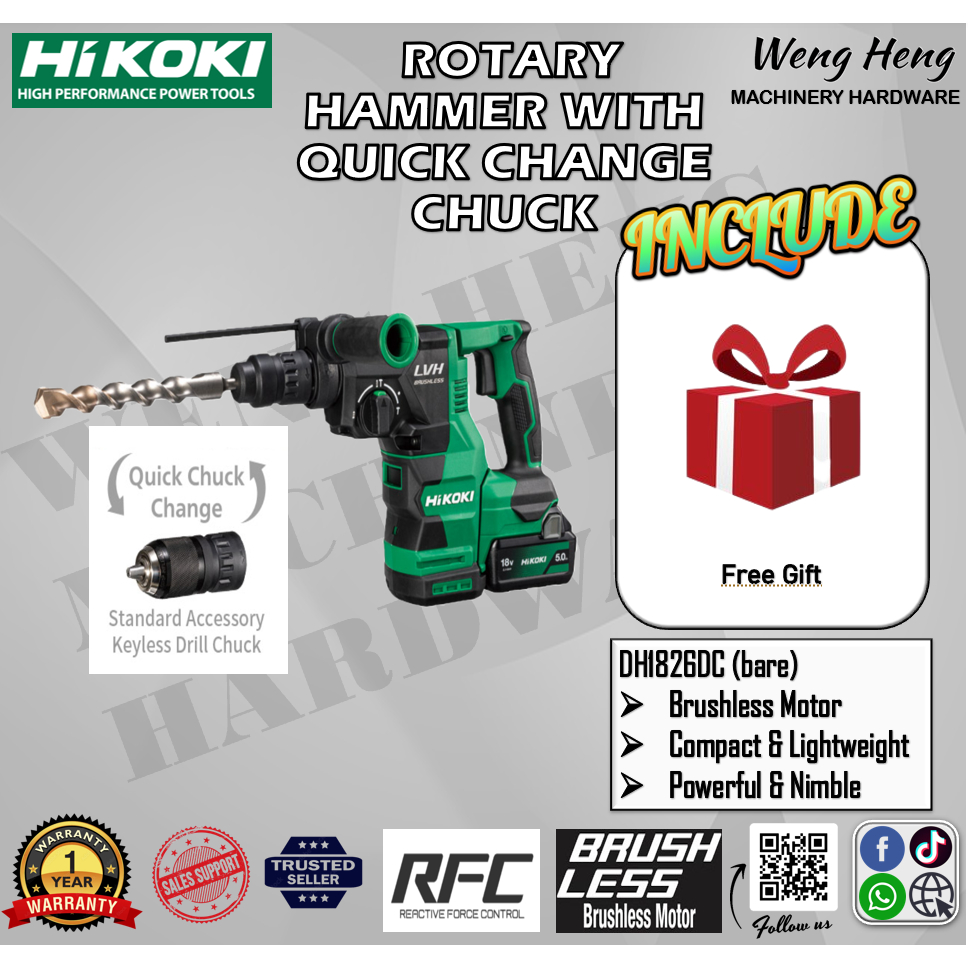 HIKOKI 18V Cordless Rotary Hammers - MODEL DH1826DC | Shopee Malaysia