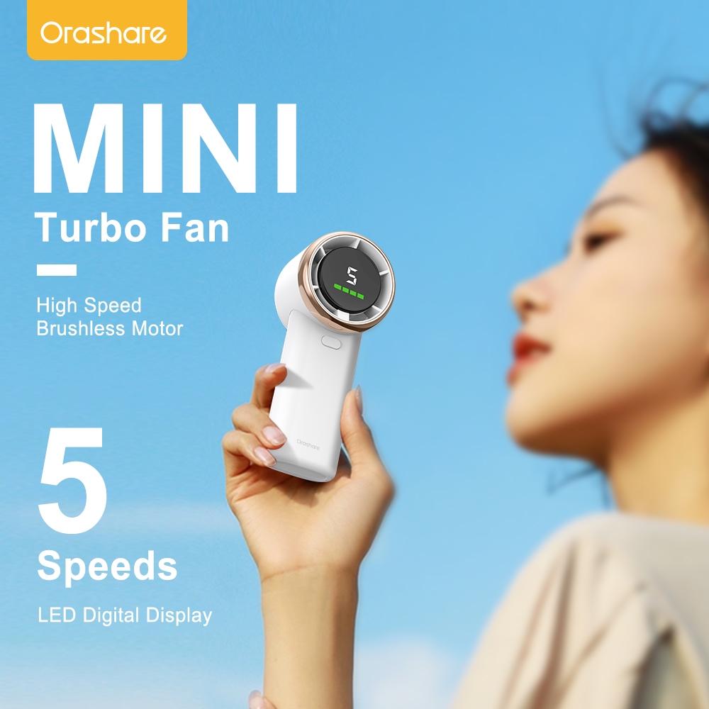 Orashare HF03 Portable Fan Rechargeable Handheld Fan 5 Gear Strong Wind ...