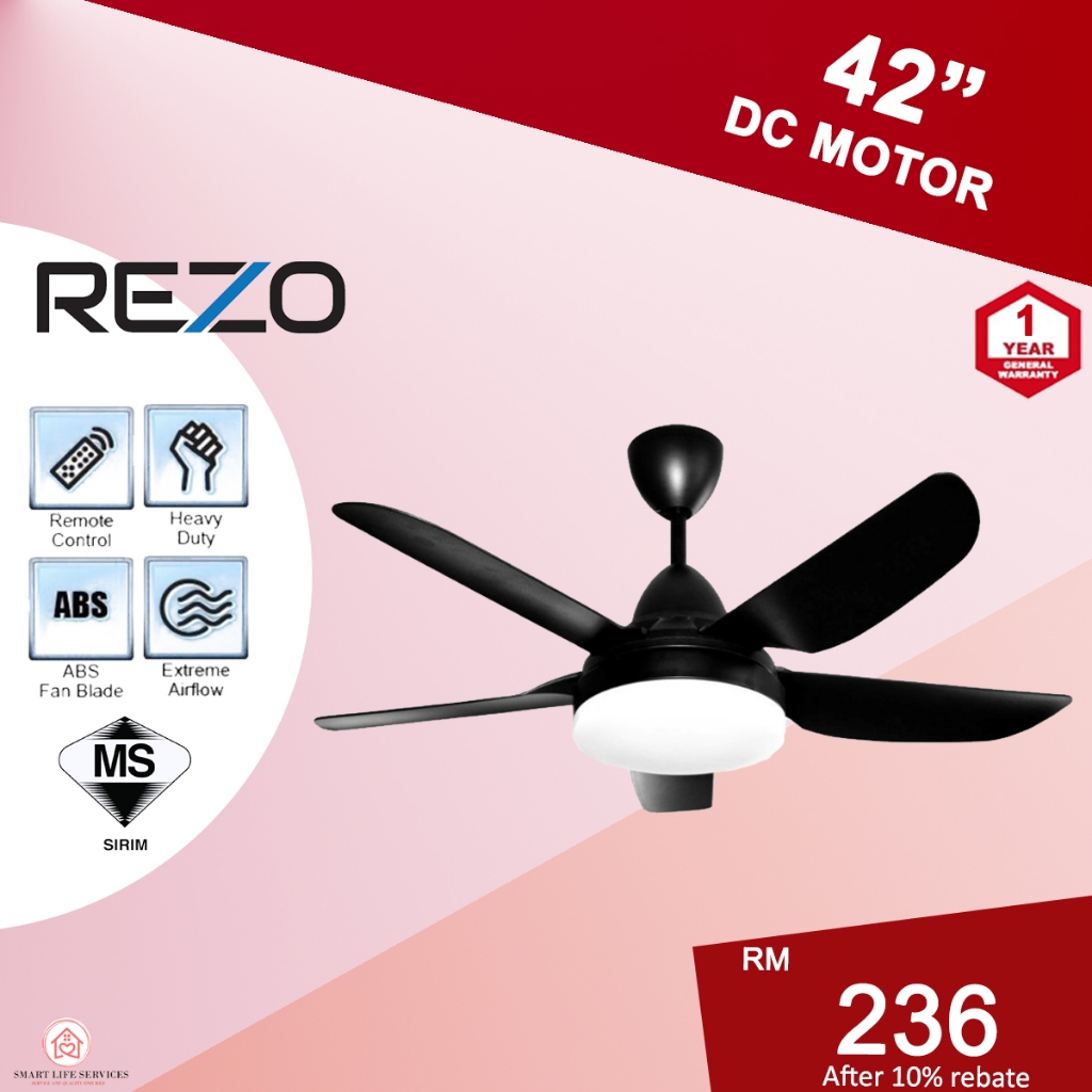 REZO 56" / 42" 9 Speed Turbo DC Ceiling Fan With LED Light EPIC 425 ...