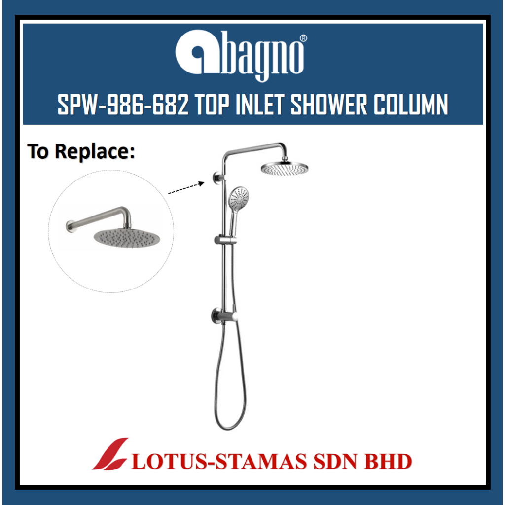 ABAGNO SPW-986-682 Brass Chrome Top Inlet Exposed Shower Column (to ...