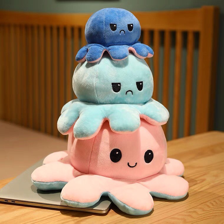 Toy Octopus Plushie Flip Octopus Doll Reversible Happy Angry Face Funny ...