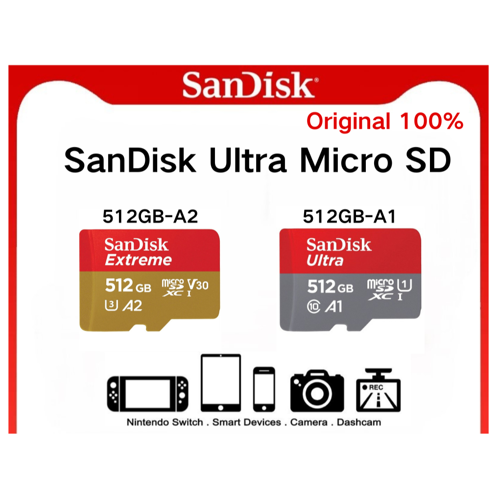 SanDisk Extreme A1/A2 microSD Card - 512GB 100% ORIGINAL USED | Shopee ...