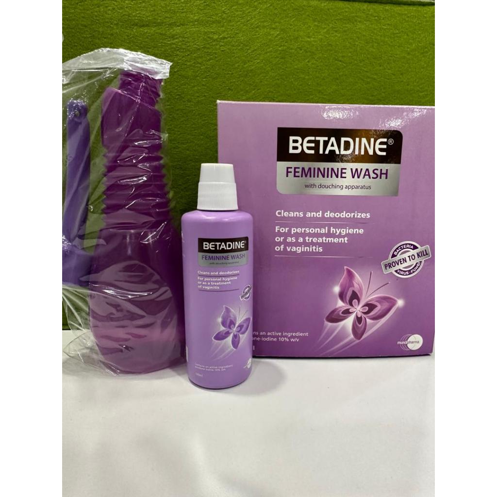 BETADINE FEMINE WASH WITH DOUCHING APPARATUS 120ML EXP: MAY 2025 ...
