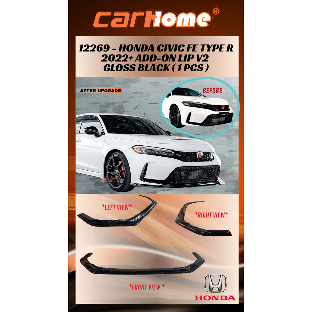 HONDA CIVIC FE FL5 TYPE R FRONT LIPS THAI LOOK 2022 2023 TYPE R ADD-ON ...