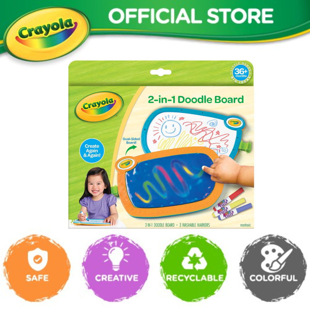 Crayola My First Crayola 2-in-1 Doodle Board Kids Travel Activity ...