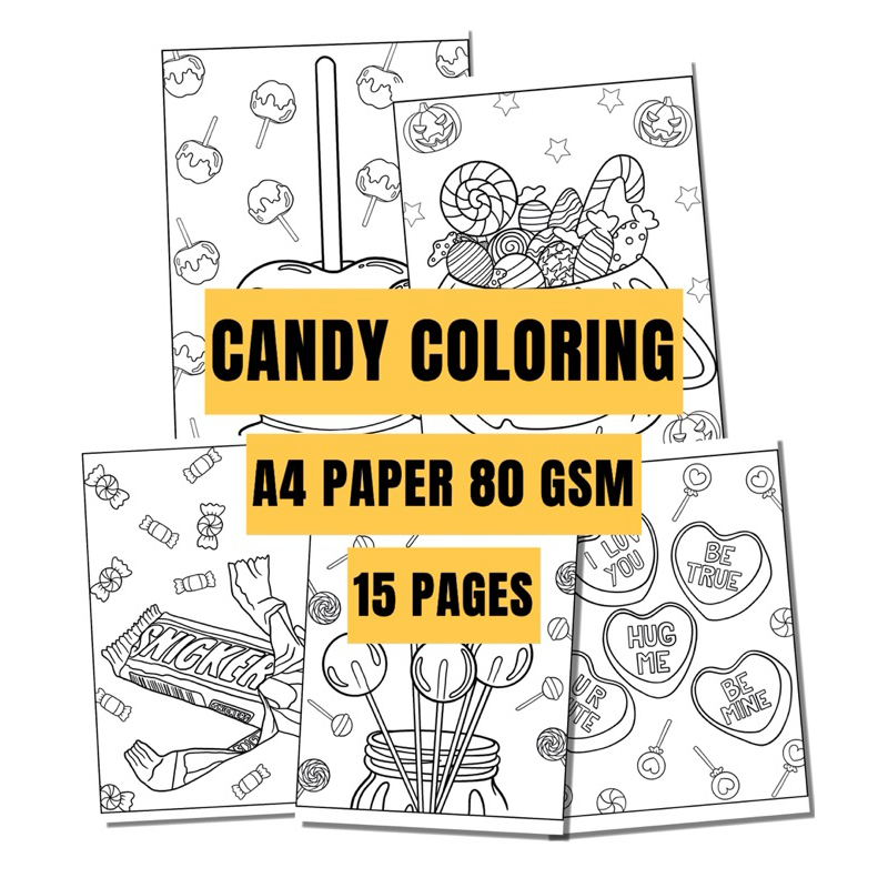 CANDY COLORING FOR KIDS 15 PAGES RANDOM | KERTAS MELUKIS MEWARNA KANAK ...